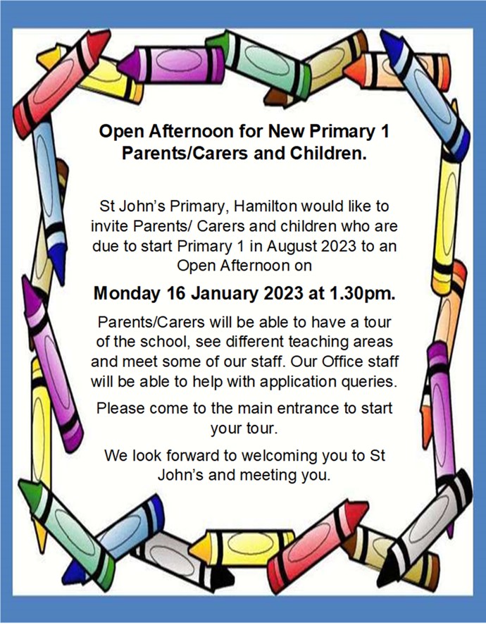 New P1 Open Afternoon for Prospective Children and Parent/Carers | St ...